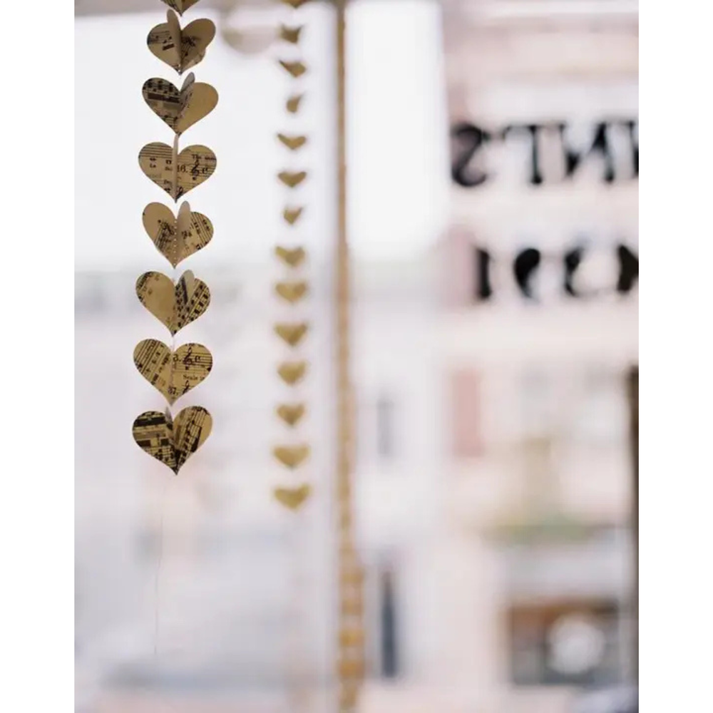 Vintage Style Sheet Music Paper Heart Garlands – La Petite Maison