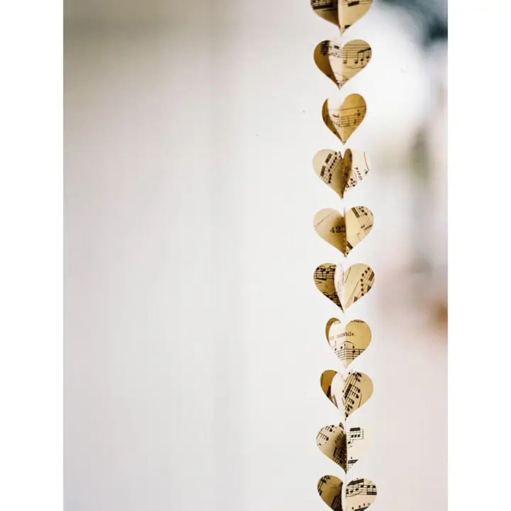 Vintage Style Sheet Music Paper Heart Garlands – La Petite Maison